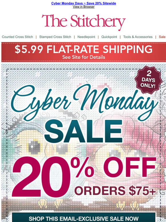 Stitchery: Stitch & Save 20% ~ Look Inside Now for Cyber Monday Savings ...