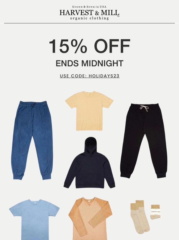 Harvest & Mill: ENDS MIDNIGHT | 15% Off Sitewide | Milled