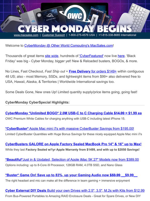 Mac Sales | Other World Computing: ⚡OWC / MacSales.com CyberMonday 2023 ...