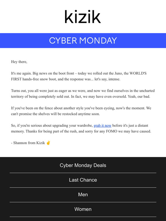 Kizik: Uh-oh... the Juno's all sold out | Milled