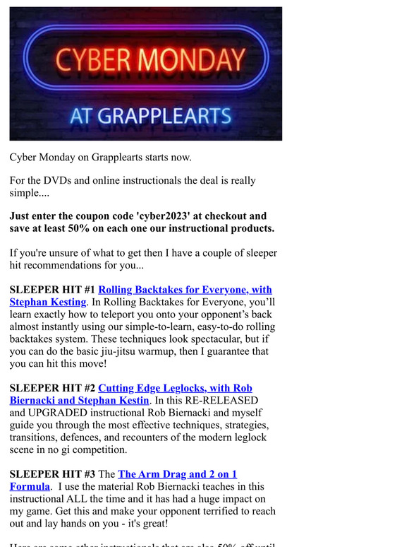 Grapplearts: Final Notice for Black Friday/Cyber Monday | Milled