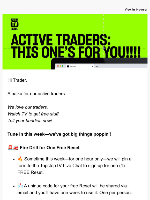 Topstep: [ACTIVES ONLY] Claim Your FREE Reset 📺 👀 | Milled