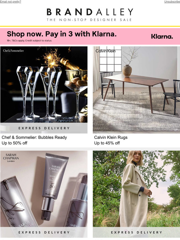 BrandAlley: Chef&Sommelier, Calvin Klein, Sarah Chapman, Orla Kiely ...