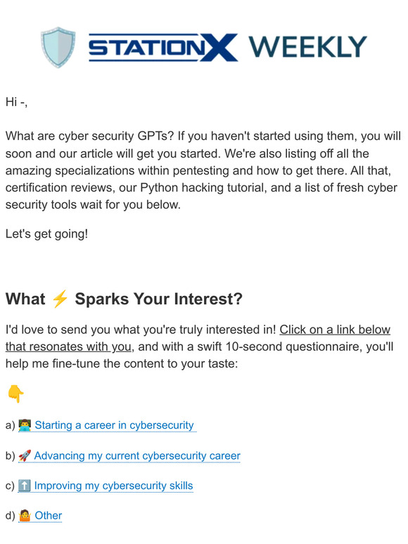 StationX: 🛡️ Cyber Security GPTs | Milled