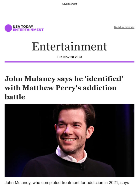 USA TODAY: Entertainment: John Mulaney says he 'identified' with Matthew Perry's addiction ...