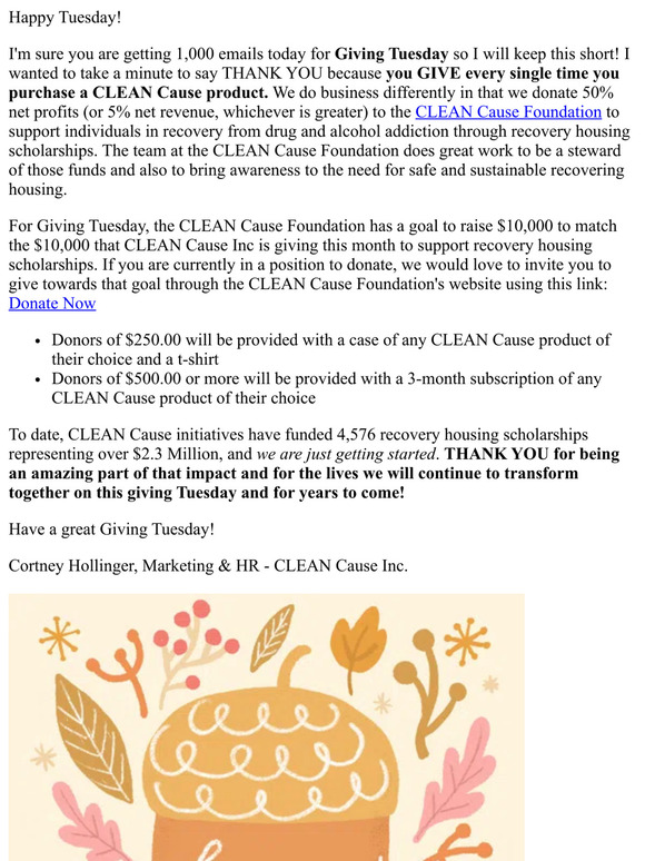CLEAN Cause: THANK YOU on Giving Tuesday | Milled