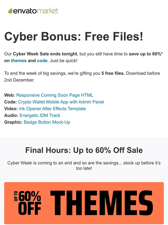 Envato: 5 New Freebies! But There’s Only 24hrs Left To Save | Milled