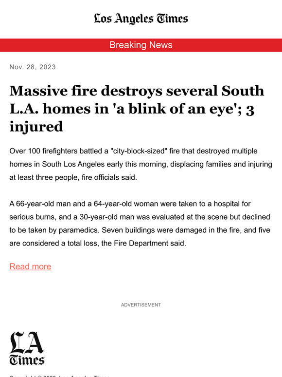 Los Angeles Times: Breaking News: Massive fire destroys South L.A ...