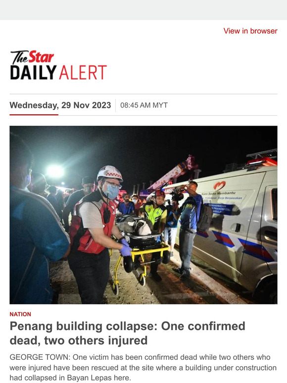 The Star: Penang building collapse: One confirmed dead, two others injured | ‘Follow SOP to ...