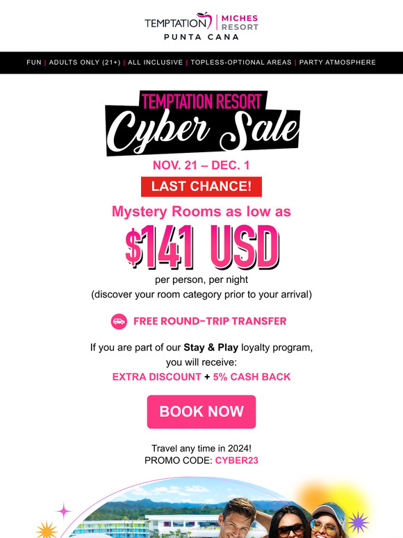 Temptation Cancun Resort: 😱 Last chance! 😱 Temptation Resorts' Cyber ...
