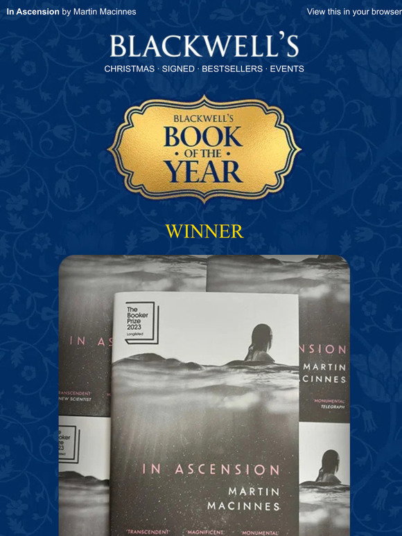 Blackwell's: Announcing Blackwell's Booksellers' Book of the Year | Milled