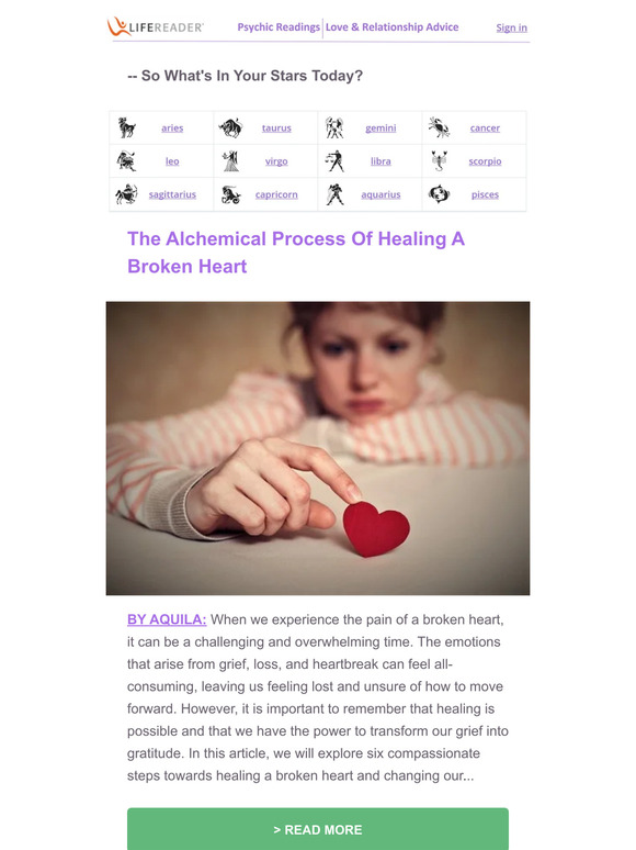 LifeReader: The Alchemical Process Of Healing A Broken Heart | Milled