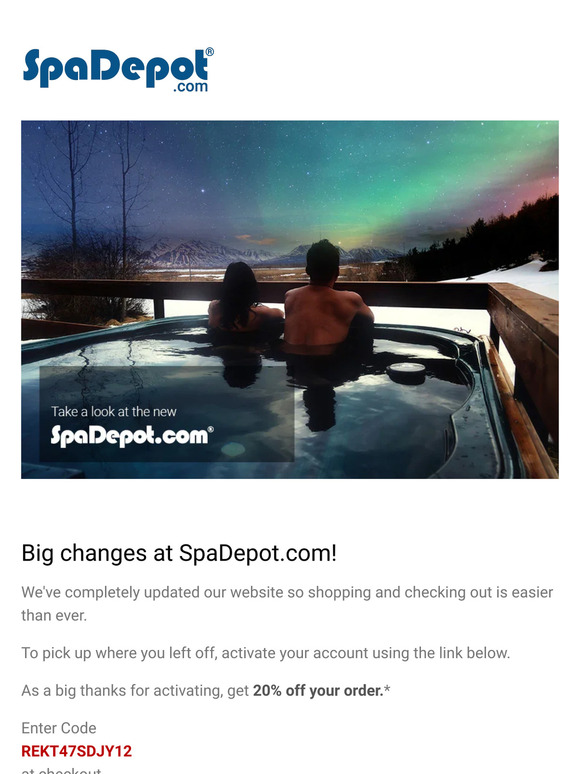 The Spa Depot: Come see the new SpaDepot.com & get 20% off your order ...