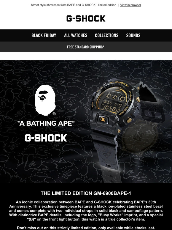 Casio: Exclusive Collaboration: BAPE x G-SHOCK Limited Edition Watch ...