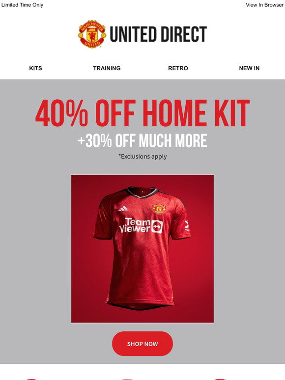 Manchester United: 40% Off Red Hot Home Kit Offers! | Milled