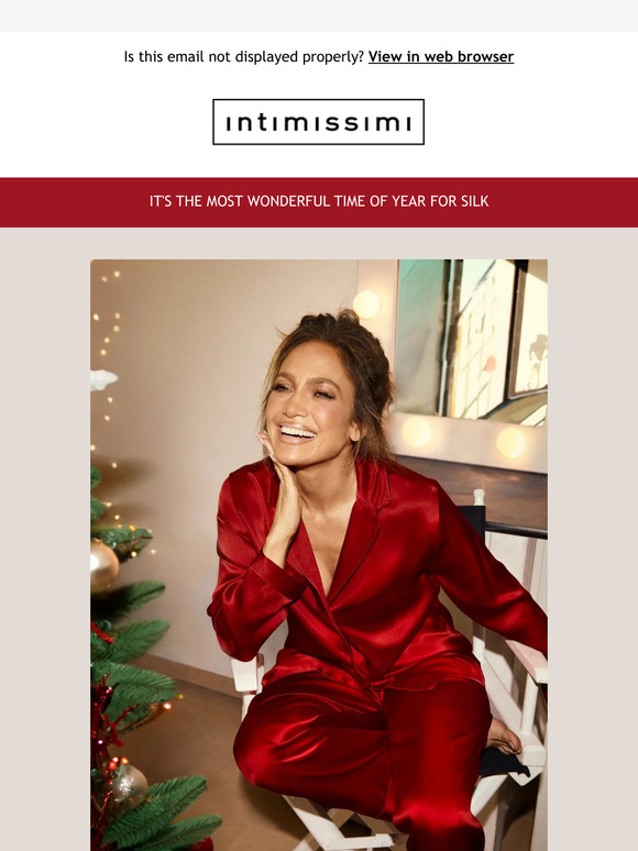 Intimissimi: Jennifer Lopez's Festive Red Silk Look | Milled
