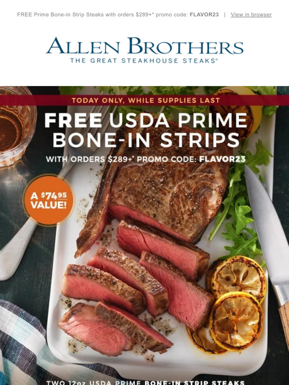 Allen Brothers: Prime Gifts + FREE Bone-In Strip Steaks! | Milled