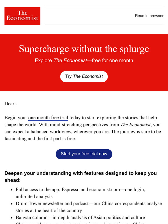 The Economist: Your free subscription to The Economist | Milled