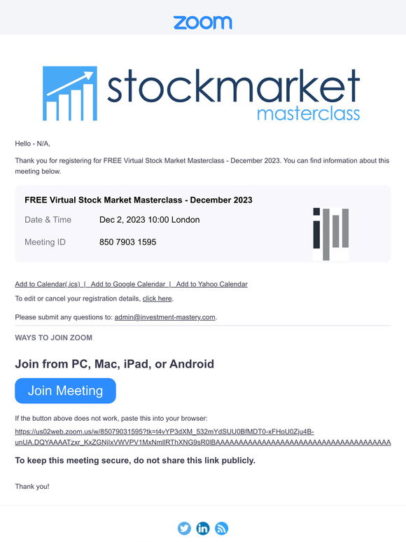 Investment Mastery: FREE Virtual Stock Market Masterclass - December ...