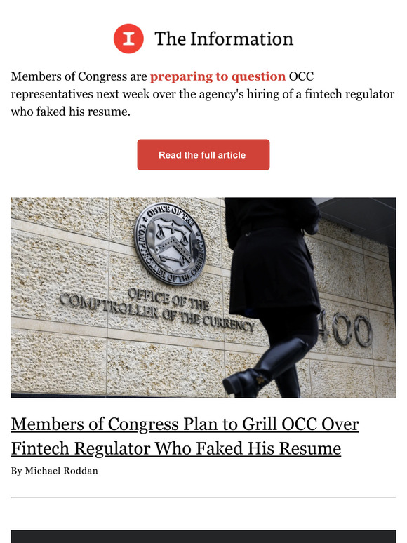 The Information: Exclusive: Members of Congress Plan to Grill OCC Over ...