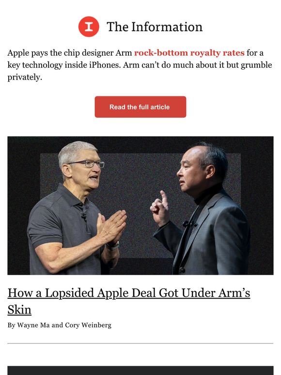 The Information: Exclusive: How a Lopsided Apple Deal Got Under Arm’s ...