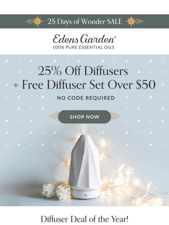 Edens Garden: 25% Off Diffusers + Free Diffuser Set Over $50 | Milled