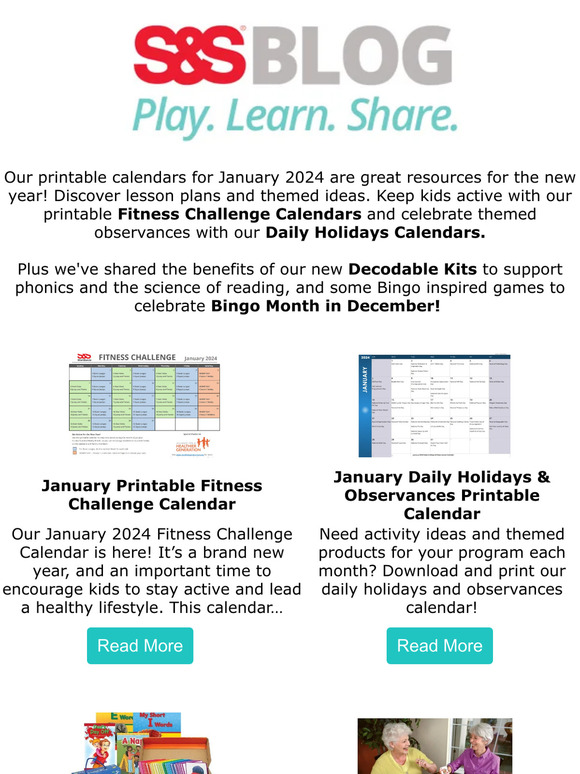 S&S Worldwide: January Printable Calendars + Decodable Took Kits for ...