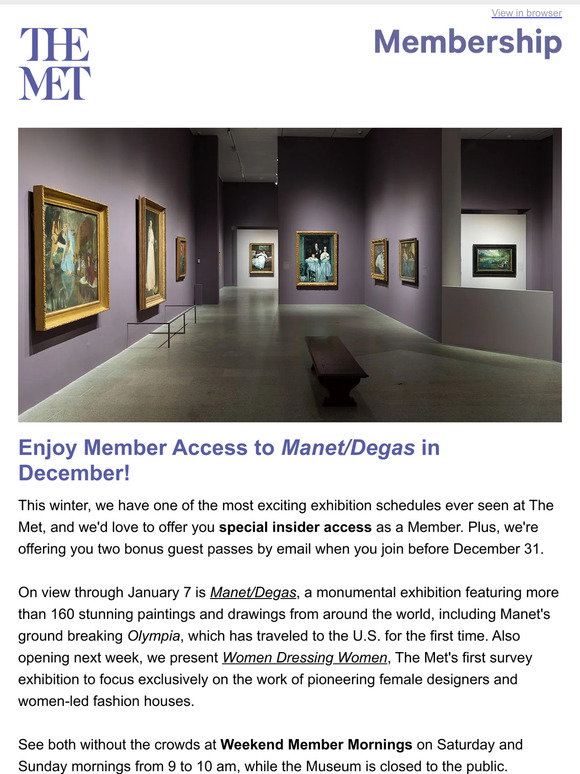 The Met: Enjoy Member Access to “Manet/Degas” in December | Milled