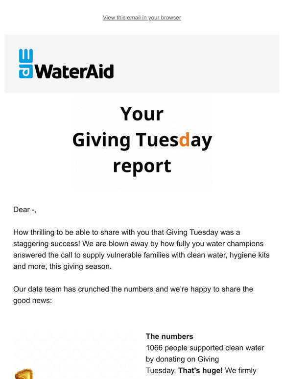 WaterAid: Your Giving Tuesday Report Card | Milled