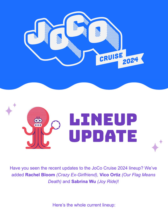 JoCo Cruise: JoCo Cruise 2024 Lineup Update; Plus: Referral Rewards ...