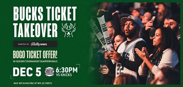 Bucks Pro Shop: BOGO Tickets Courtesy Of Bally Sports Wisconsin STARTS ...