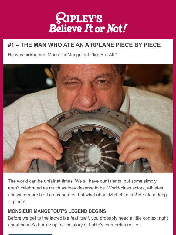 Ripley's Believe It or Not!: 🍽 The Man Who Ate a Plane | Milled