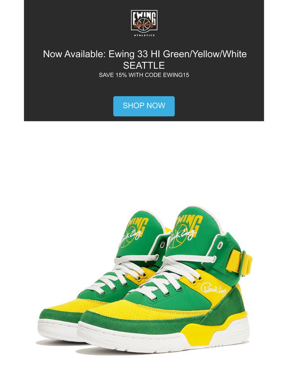 Ewing Athletics: 33 HI Green/Yellow Out Now! Save 15%! | Milled