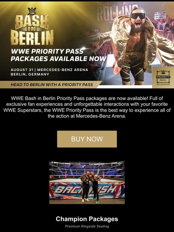 WWE Shop: Secure Your Bash in Berlin Priority Pass Package Today! | Milled