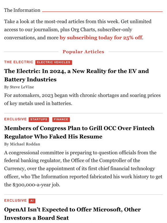 The Information: This Week's Most Popular Stories | Milled