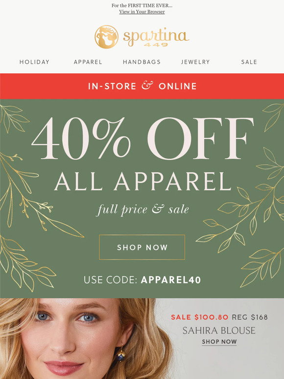 Spartina 449: 40% OFF ALL APPAREL Starts NOW | Milled