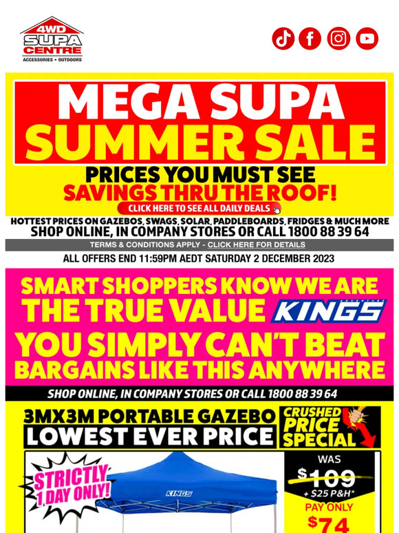 Supacentre: MEGA SUPA SUMMER SALE - PRICES YOU MUST SEE - Savings Thru ...