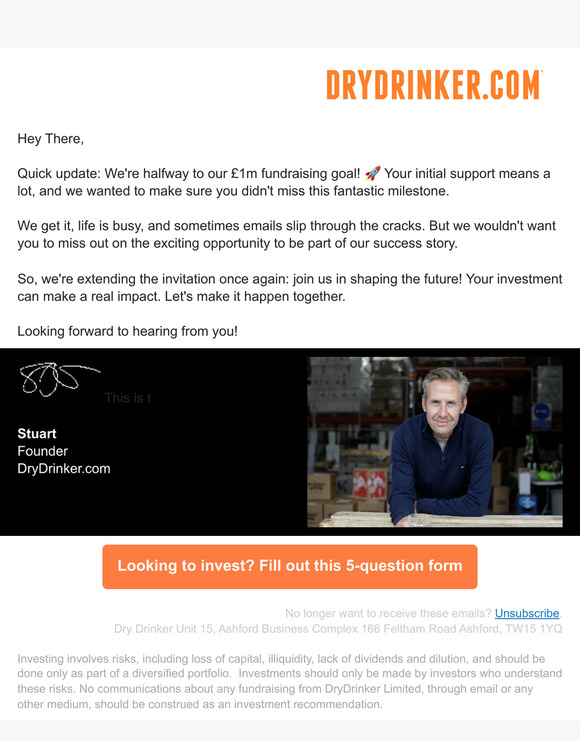 Dry Drinker: DryDrinker's Progress Towards £1M Milestone | Milled