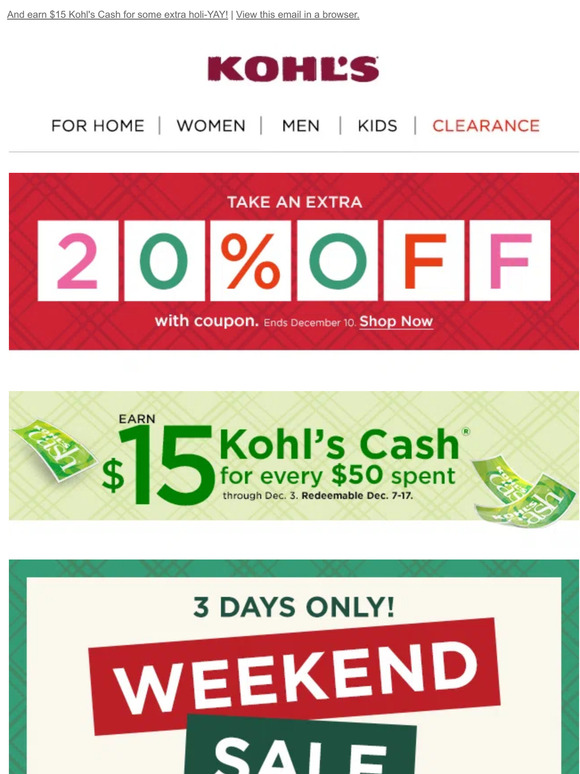 Kohl's: Take 20% off! Score great gift deals during the 3-Day Weekend ...