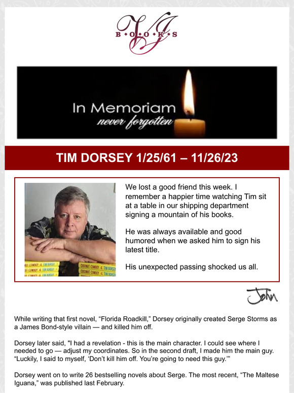 VJ Books: Farewell to Tim Dorsey | Milled
