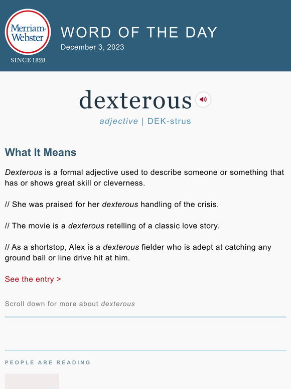 Merriam-Webster: Dexterous - plus, More Commonly Misspelled Words | Milled