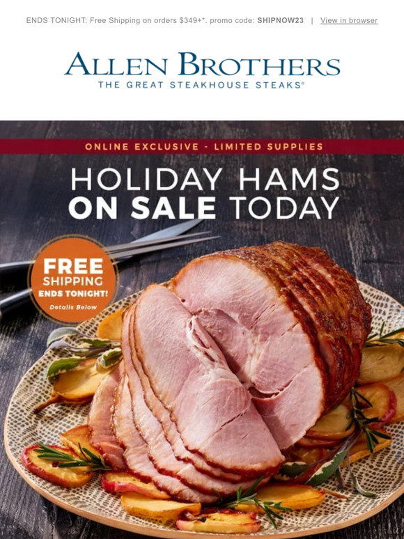 Allen Brothers: Holiday Hams On Special! Free Shipping Final Day | Milled
