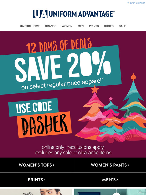 Uniform Advantage: On DASHER! 🦌 (That's code for SAVE 20% – see inside ...
