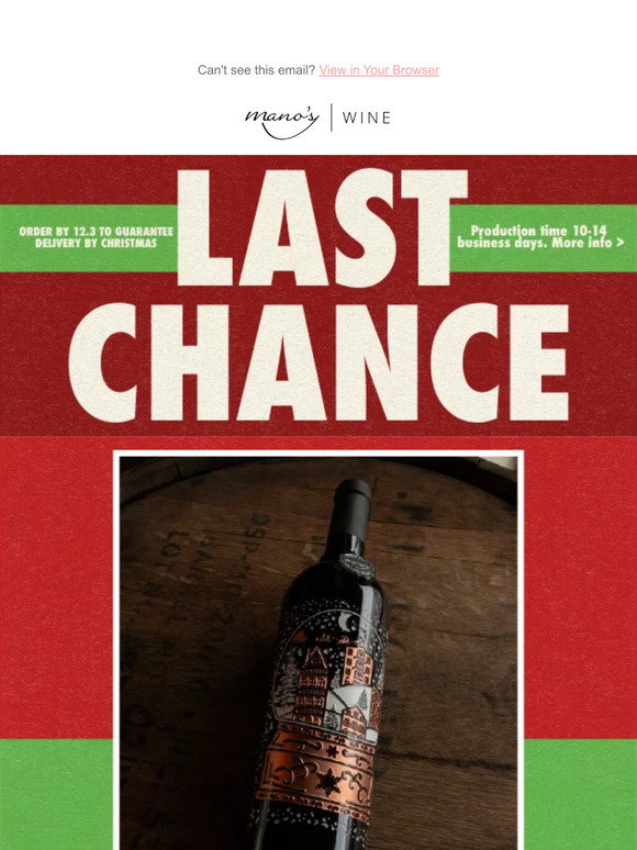 Mano's Wine: PSA: It's your last day to order your wine gifts! | Milled