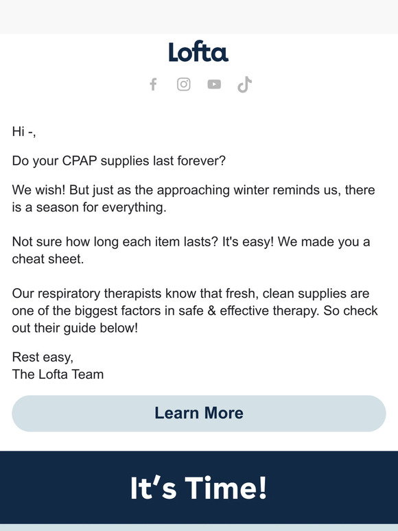 Lofta: Free CPAP Replacement Guide | Milled