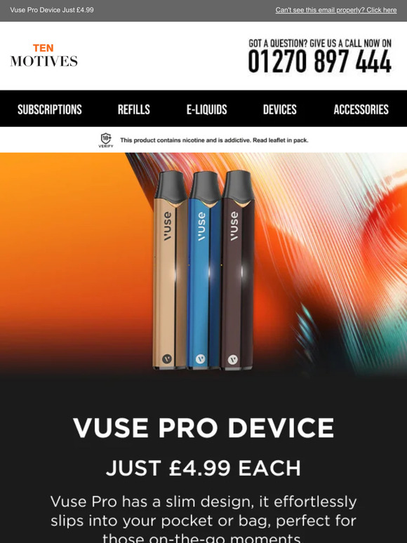 Ten Motives: Vuse Pro Device Just £4.99 | Milled