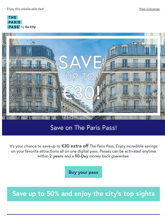 Paris Pass: Grab your discount: Save an extra €30 off before it's gone! | Milled