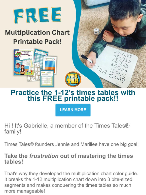 Times Tales: FREE multiplication chart printable pack! 🤩 | Milled