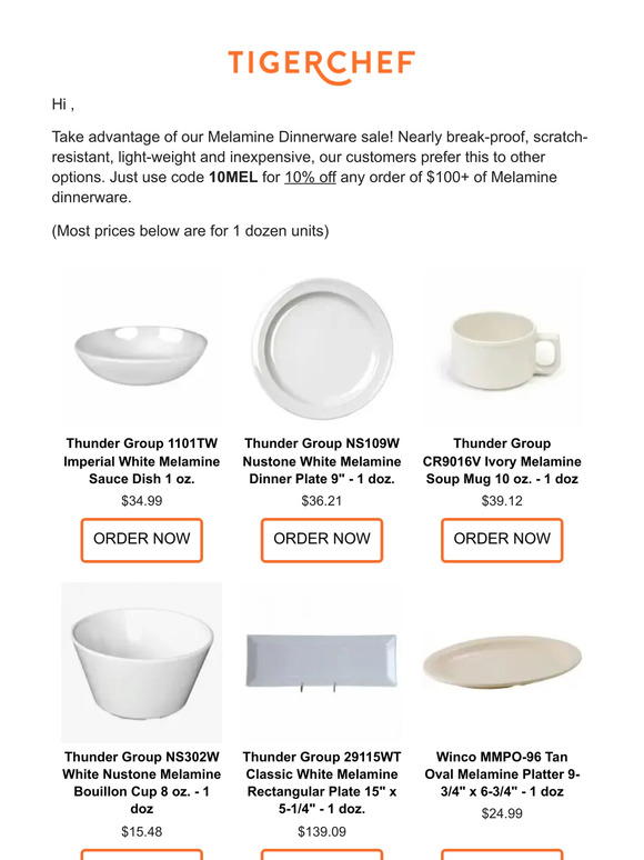 Tiger Chef: 🍽️ Melamine Dinnerware Sale! | Milled