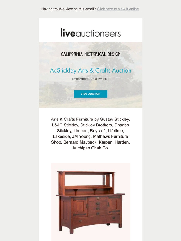 LiveAuctioneers: California Historical Design | AcStickley Arts ...